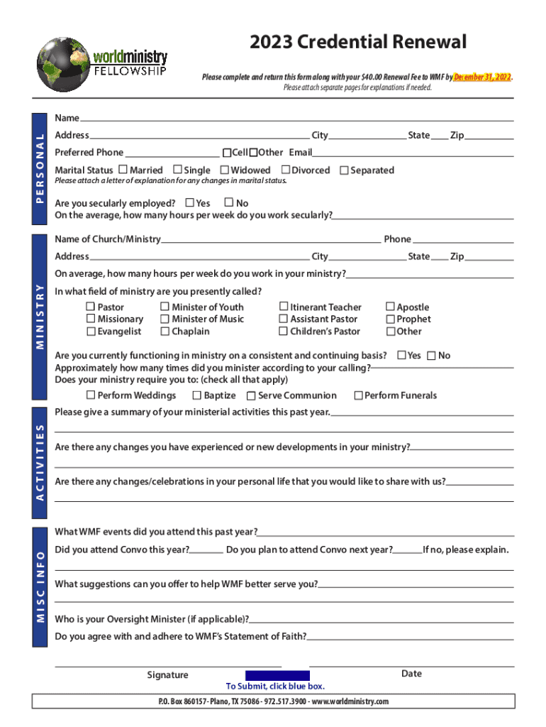 Fillable Online IFCM Credential Renewal Form Fax Email Print - pdfFiller