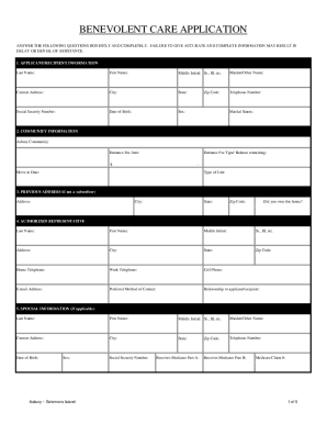 Fillable Online Benevolent Care Application Form Fax Email Print ...