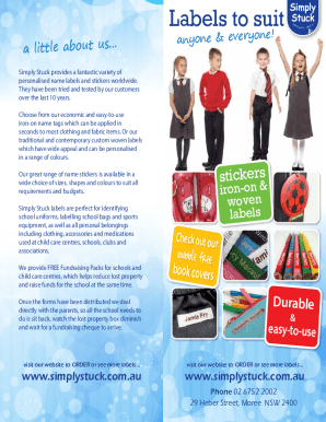 Fillable Online The Best Labels for Kids Lunch Boxes and Clothing Fax ...