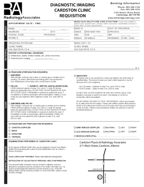 Fillable Online diagnostic imaging cardston clinic requisition Fax ...