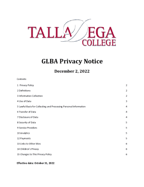 Fillable Online GLBA Template - Privacy Notice.docx Fax Email Print ...
