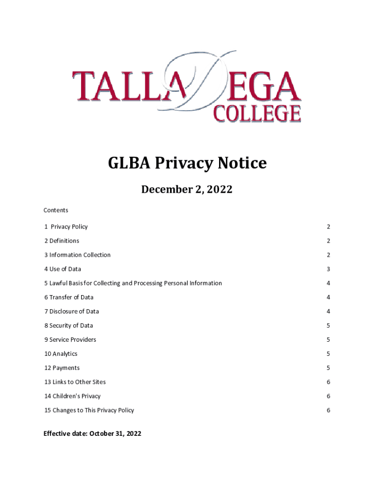 Fillable Online GLBA Template - Privacy Notice.docx Fax Email Print ...