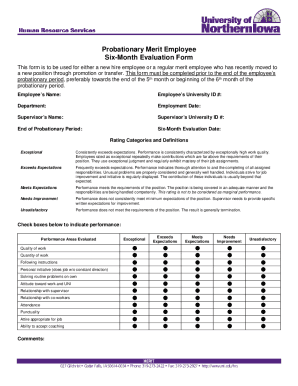 Fillable Online Probationary Merit Employee Six-Month Evaluation Form ...