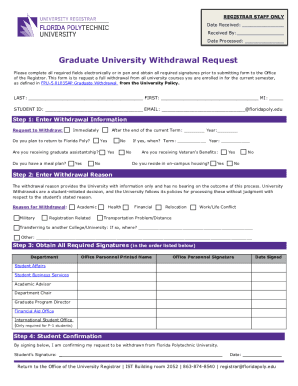 Fillable Online Graduate University Withdrawal Request Fax Email Print - pdfFiller