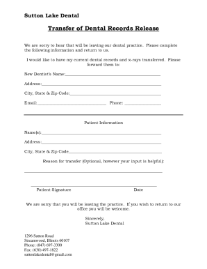 Fillable Online Transfer Your Medical and Dental Records Fax Email ...