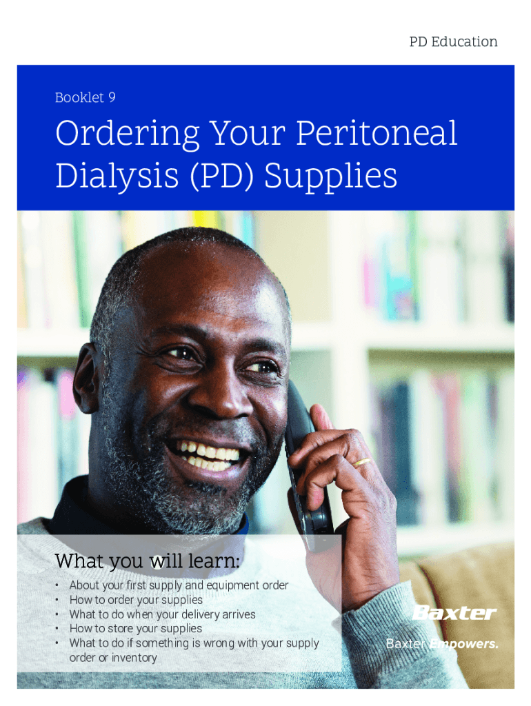 Fillable Online Booklet 9: Ordering Your Peritoneal Dialysis (PD) Supplies Fax Email Print ...