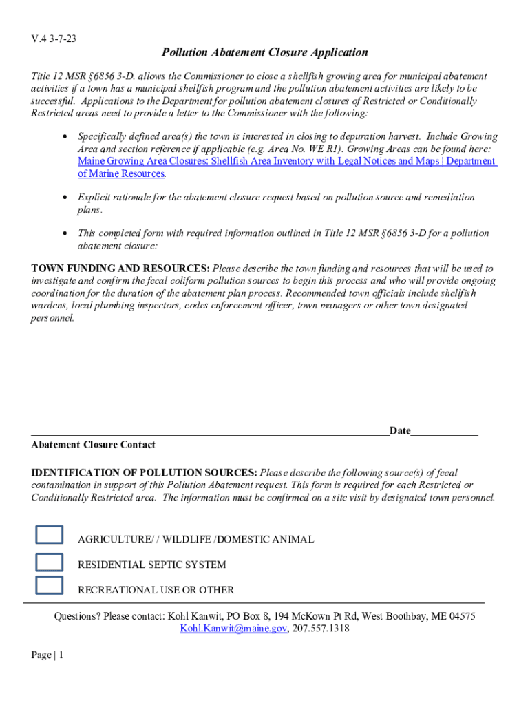 Fillable Online Interactive Shellfish Closure MapDepartment of Marine ...