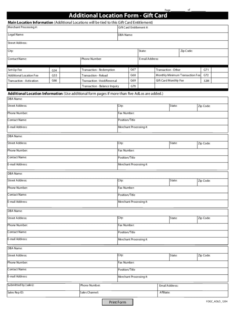 Fillable Online Standard Design Cards & Carriers - Gift Card Set Up ...