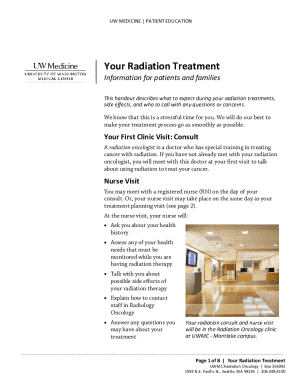 Fillable Online healthonline washington Your Radiation Treatment ...
