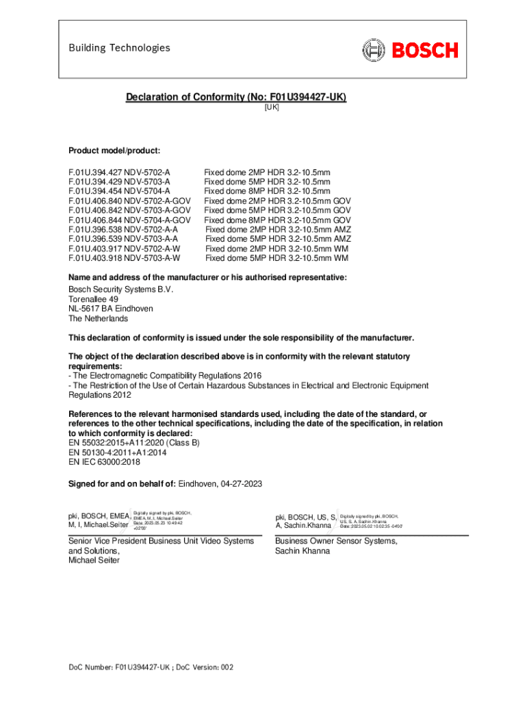 Fillable Online UK Declaration of Conformity Fax Email Print - pdfFiller