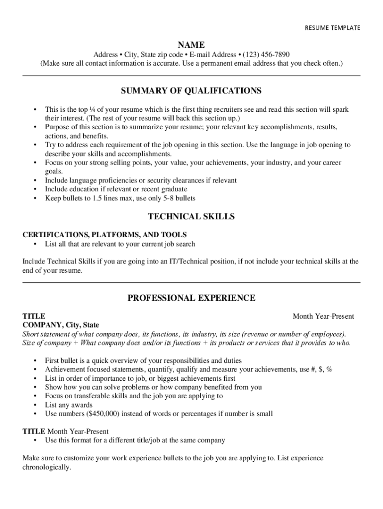 Fillable Online 25 Printable Resume Template Forms - Fillable Samples ...