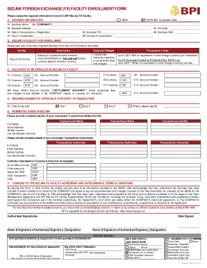 Fillable Online BIZLINK FOREIGN EXCHANGE (FX) FACILITY ENROLLMENT FORM ...