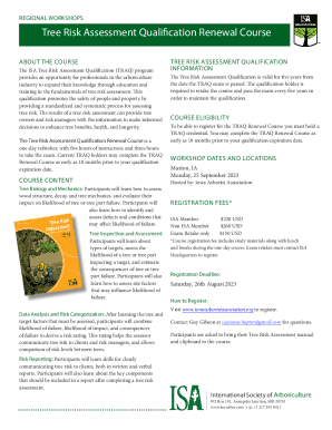 Fillable Online Tree Risk Assessment Qualification Renewal Courses Fax ...