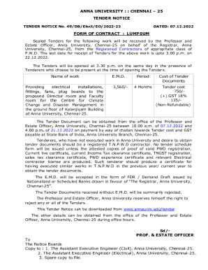 Fillable Online CHENNAI25 Re-TENDER NOTICE EXTENSION-I FORM ... Fax Email Print - pdfFiller