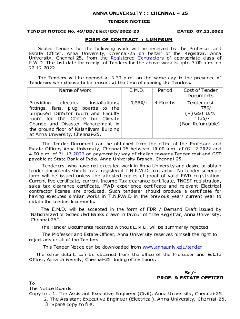 Fillable Online CHENNAI25 Re-TENDER NOTICE EXTENSION-I FORM ... Fax ...