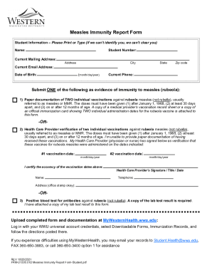 Fillable Online Measles Immunity Report Form Fax Email Print - pdfFiller