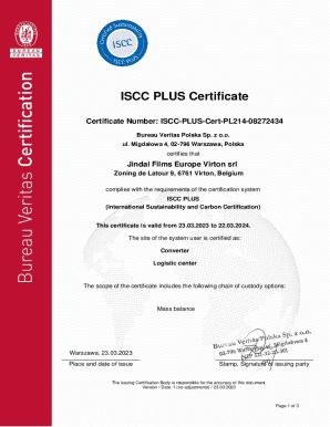 Fillable Online ISCC PLUS Certificate Fax Email Print - pdfFiller