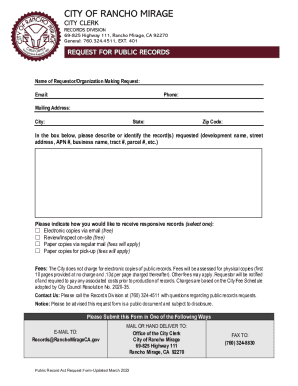 Fillable Online Public Record Act Request Form-Updated March 2023 r Fax ...