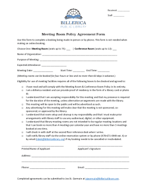 Fillable Online Meeting Room Policy and Form - Library Fax Email Print ...