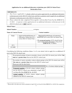 Fillable Online Application for an additional laboratory technician ...