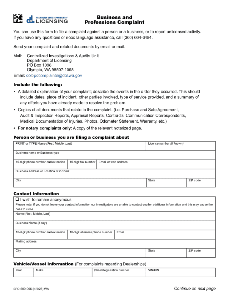 Fillable Online Business and Professions Complaint. You can use this ...