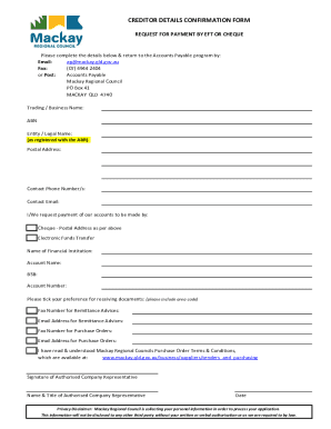 Fillable Online Creditor Details Confirmation Form.xlsx Fax Email Print ...