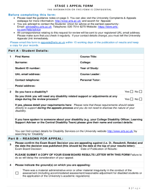 Fillable Online STAGE 1 APPEAL FORM Fax Email Print - pdfFiller