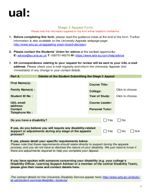 Fillable Online Stage 2 Appeal Form Fax Email Print - pdfFiller