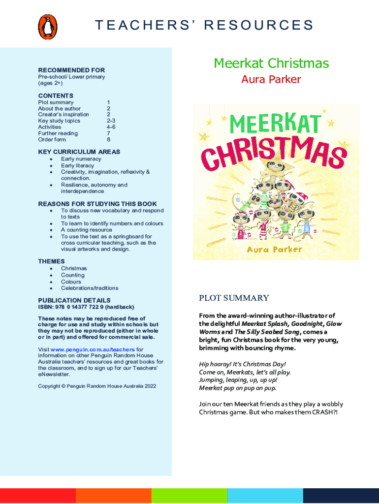 Fillable Online Book Review: Meerkat Christmas, by Aura Parker Fax ...