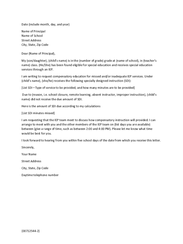 Fillable Online dro-compensatory-education-sample-letter.pdf Fax Email ...