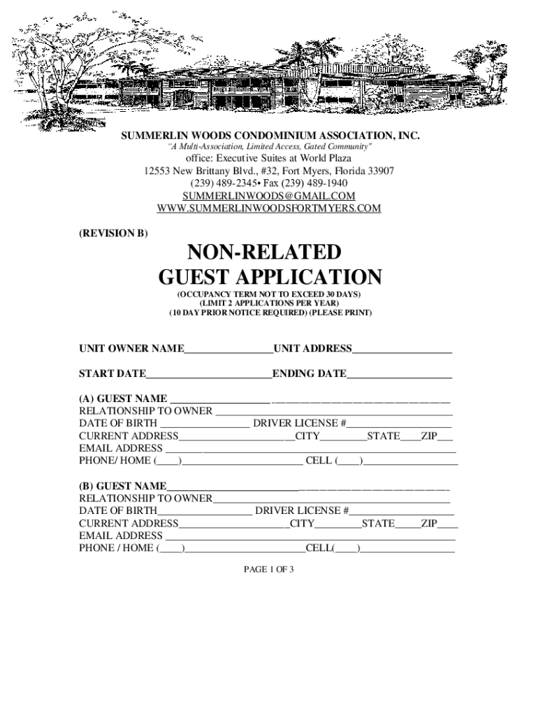 Fillable Online RELATED GUEST APPLICATION Fax Email Print - pdfFiller