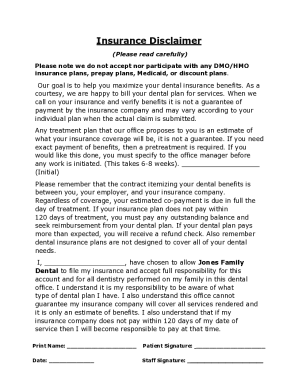 Fillable Online Insurance Disclaimer Fax Email Print - pdfFiller