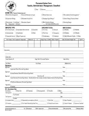 Fillable Online CLASSIFIED / MANAGEMENT PERSONNEL ACTION FORM Fax Email ...