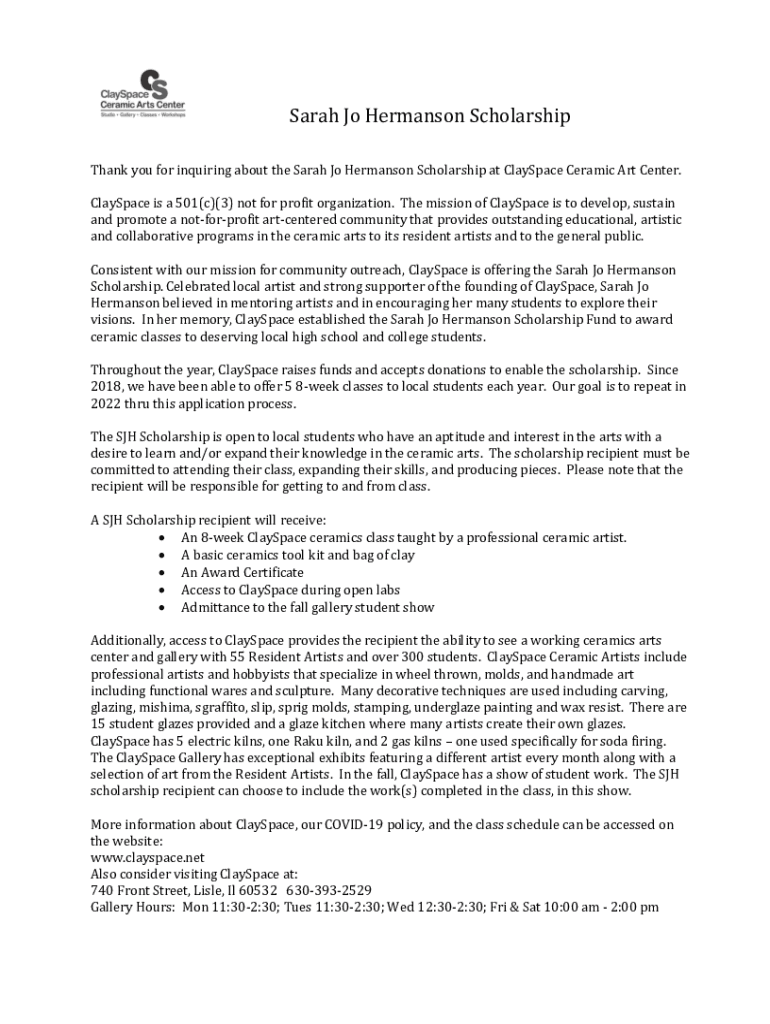 Fillable Online Sarah Jo Hermanson's Retrospective Show Gallery Opening ...