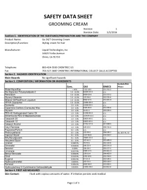 Fillable Online safety data sheet - grooming cream Fax Email Print ...