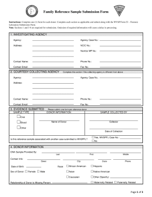 Fillable Online Family Reference Sample Submission Form Fax Email Print ...
