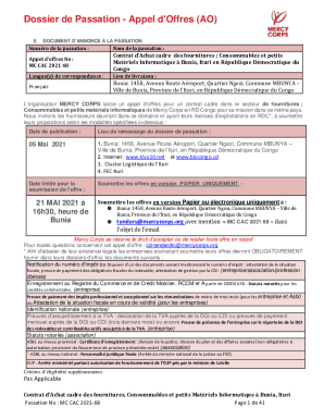 Remplissable En Ligne DOSSIER STANDARD D'APPEL D'OFFRES Fax Email Imprimer - pdfFiller