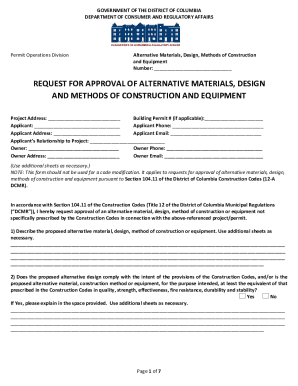 Fillable Online dcra dc Request for Approval of Alternative Materials ...