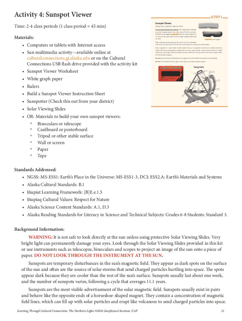 Fillable Online Sunspots Article.pdf - Questions: 1 What are sunspots?... Fax Email Print ...
