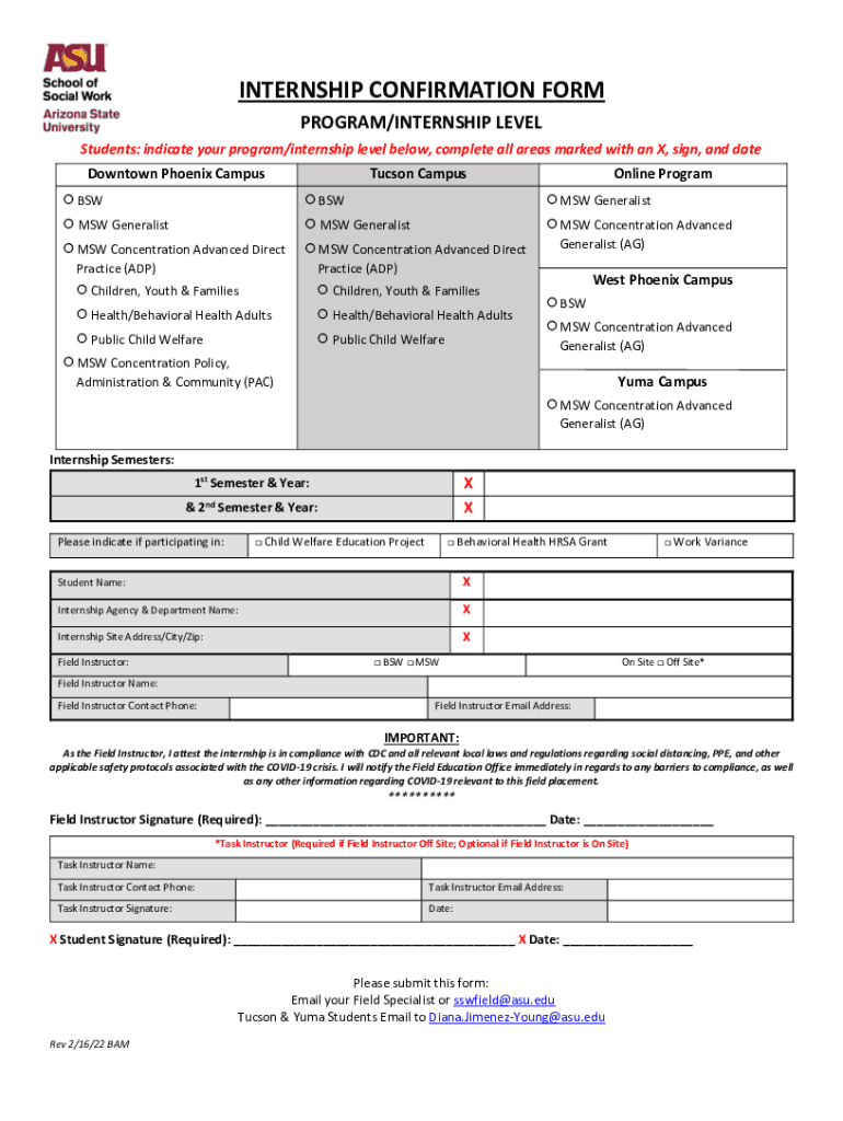 Fillable Online PROGRAM/INTERNSHIP LEVEL Fax Email Print - pdfFiller