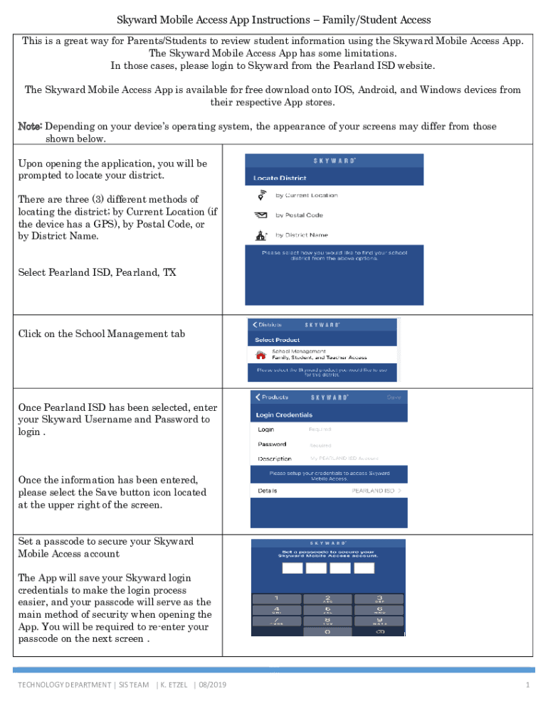 Fillable Online Skyward Mobile Access App Instructions Family/Student ...