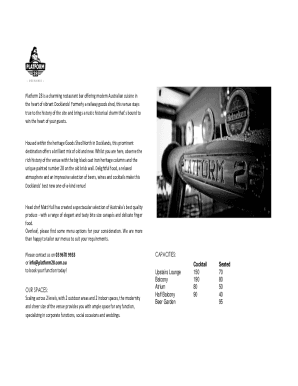 Fillable Online Platform 28 is a charming restaurant bar offering ...