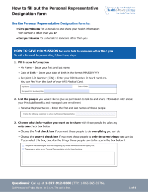 Fillable Online How to fill out the Personal Representative Designation ...