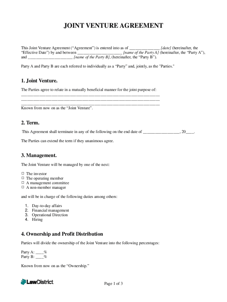 Fillable Online joint-venture-template Fax Email Print - pdfFiller