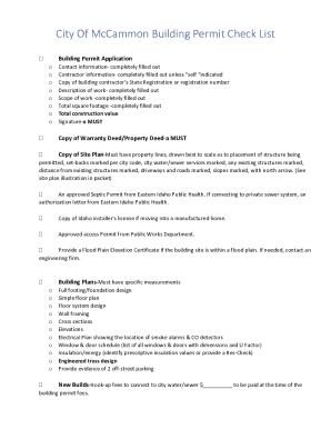 Fillable Online City Of McCammon Building Permit Check List Fax Email ...
