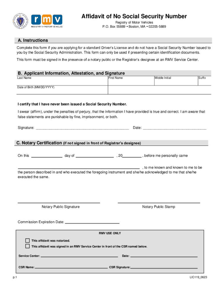 Fillable Online limited license application affidavit for social security number Fax Email Print ...