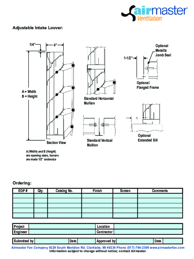 Fillable Online LE47A Adjustable Louvers - Vertical Form Fax Email ...
