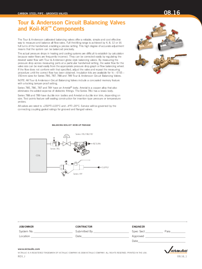 Fillable Online tour & andersson circuit Balancing Valves and Koil-Kit ...