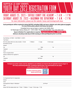 Fillable Online YOUTH DAY 2023 REGISTRATION FORM Fax Email Print ...