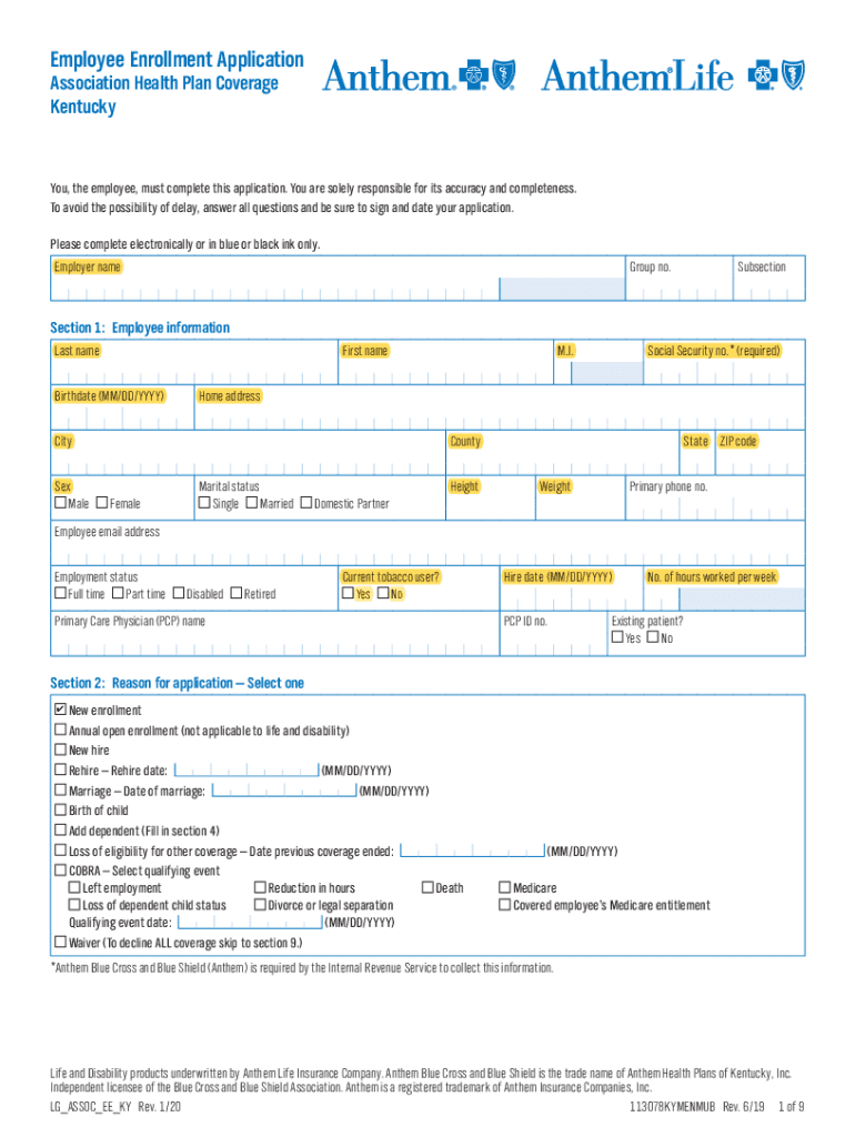 Fillable Online Employer Enrollment Application For 1-100 Employee ...